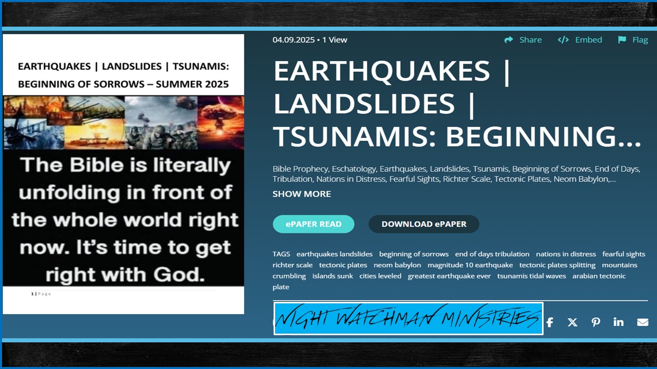 EARTHQUAKES | LANDSLIDES | TSUNAMIS: BEGINNING OF SORROWS – SUMMER 2025 ...